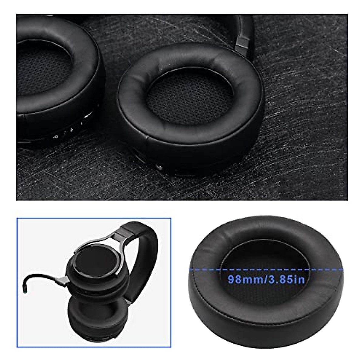 1 Pair Earpads Ear Cushions Protein Leather Memory Foam Replacement Repair Parts Compatible with Corsair Virtuoso RGB Wireless SE Headphones Black