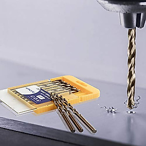 3/16 Inch Cobalt Drill Bits(10Pcs), HPHOPE M35 HSS Metal Twist Drill Bits Set, Jobber Drill Bits Length and Straight Shank, Suitable for Drilling in Hard Metal, Stainless Steel, Cast Iron