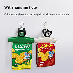 Chip Bag Clips Set of 3 Large Size Chip Bag Clips for Food Storage Plastic Heavy Duty Bag Clips, Magnetic Hook for Hanging (Green & White)