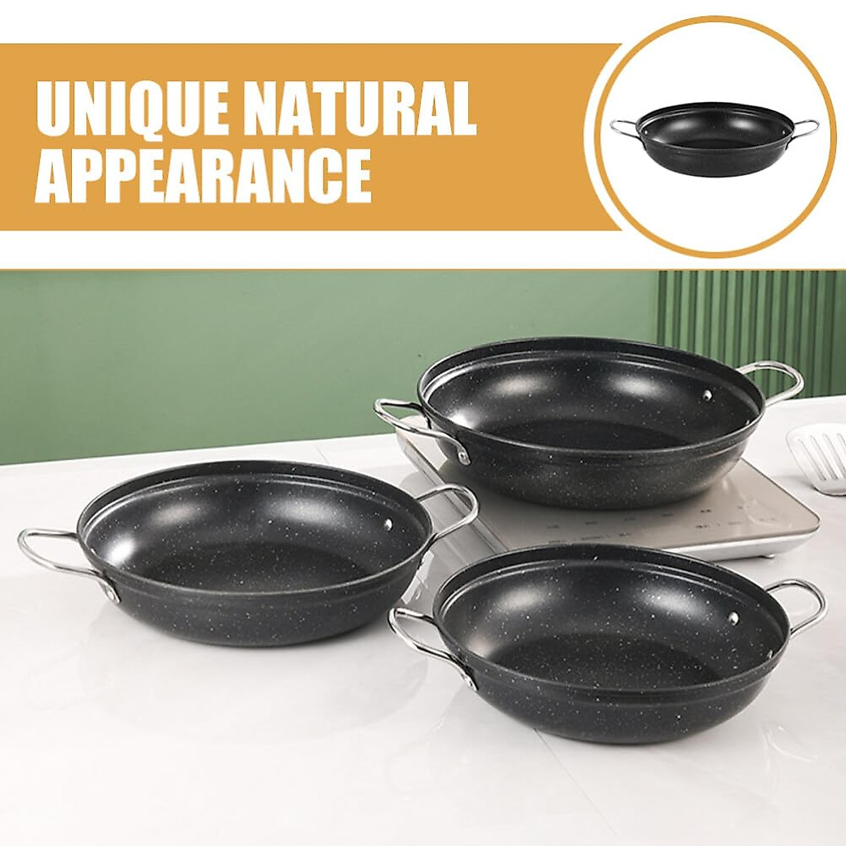 HOLIDYOYO Stainless Steel Skillet with 2 Handles Saute Pan Everyday Pan Stir Fry Pan Chef’s Pan Multipurpose Deep Frying Pan Stewpot Skillet