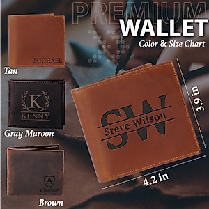 Personalized Leather Wallet for Men, Christmas for Men,Him, Custom Name Wallets, Customazible Gift for Husband, Dad, Boyfriend, Him, Men Gifts for Anniversary, Birthday, Wedding, Fathers Day