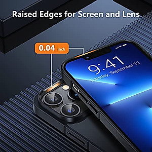 LK [5-in-1 for iPhone 13 Pro Max Case, 2 Pack Tempered Glass Screen Protector + 2 Pack Camera Lens Protector, Matte-Finish, All-Round Protection, Shockproof, Anti-Scratches Kit, Matte Black