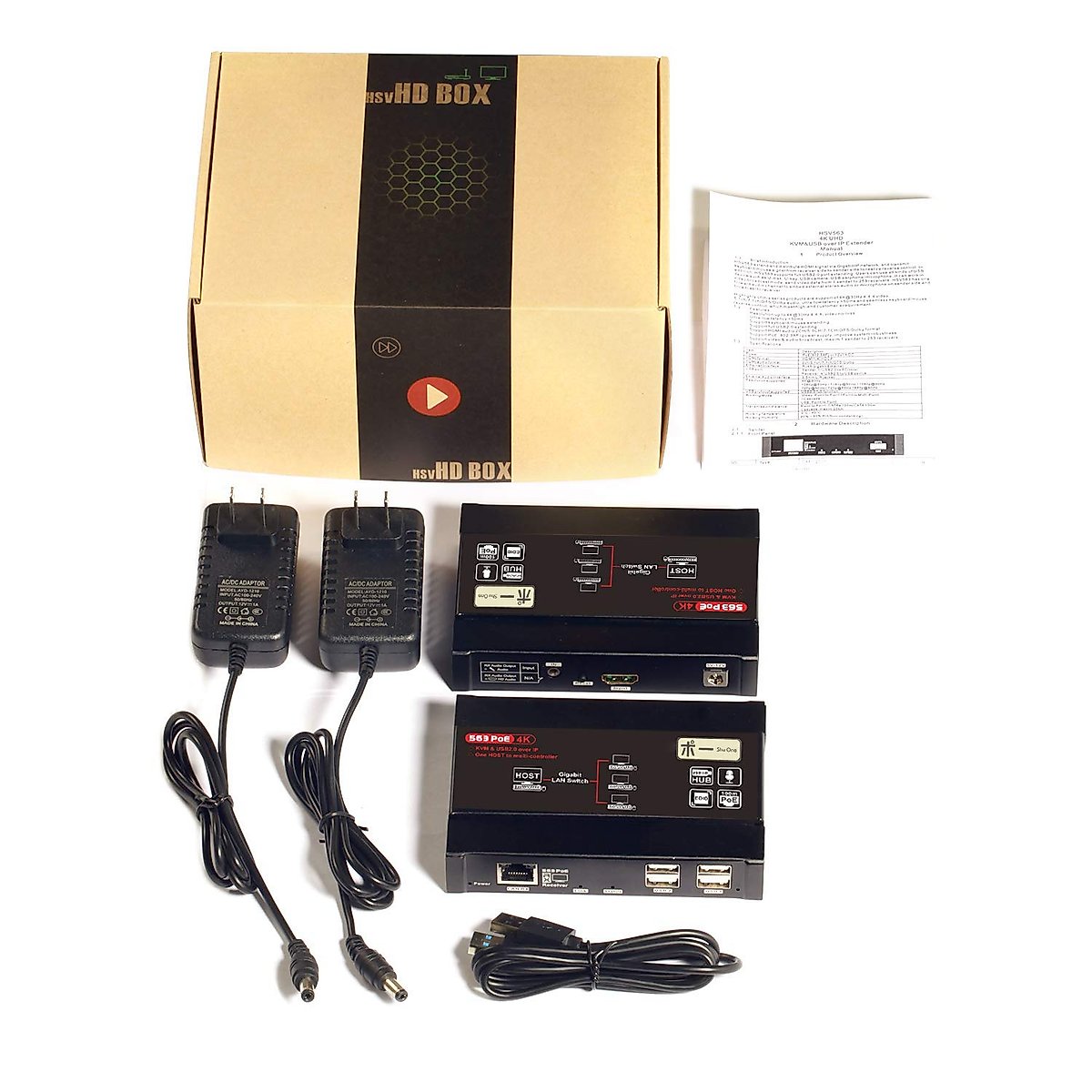 4k HDMI KVM USB Extender,KVM Over IP Support Gigabit POE Network Switch up to 383ft Cat6 to HDMI Receiver,4K@30Hz USB 2.0 Low LANTENCY for EDID JPEG2000 Extender(shuone Transmitter and Receiver)(Grey)