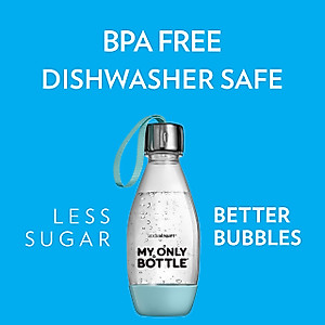 SodaStream Fizzi Sparkling Water Machine Bundle (White), with CO2, 1/2 Liter BPA-Free My Only Bottle, and 0 Calorie Fruit Drops Flavors