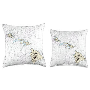 15 Degrees East Nautical Chart-Hawaii Throw Pillow, 16x16, Multicolor