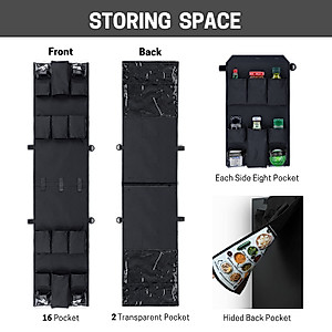 SWISSELITE Mini Fridge Caddy Organizer,Over the Fridge Storage Organizer,Fridge Caddy Hanging Organizer Waterproof with 18 Pockets for Dorm Kitchen Office Home