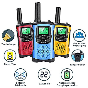 Walkie Talkies for Kids 3Pack, 22 Channels 2 Way Radio Kids Talks Toy for 3 to 12 Year Old Boys Girls Gift, 3 Miles Long Range for Outdoor Camping Game