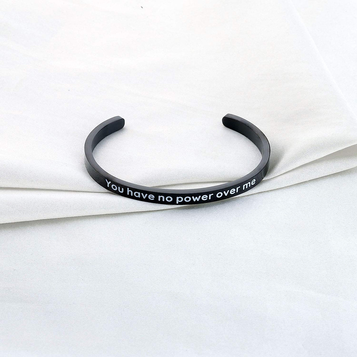 PLITI You Have No Power Over Me Inspirational Cuff Bangle Bracelets for Women Movie Gift (No Power Over CB black)