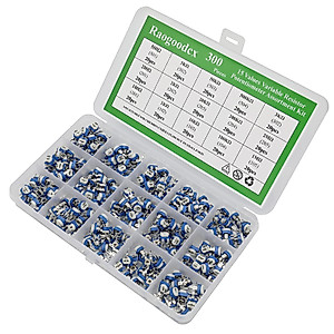 300Pcs 15 Value 100 ohm- 2M ohm Trimpot Variable Resistor 6mm Potentiometer Assortment Kit
