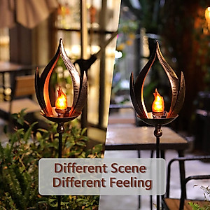 EDOF Garden Solar Light Outdoor Decorative, Flame Led Lights, Waterproof Outdoor Decorative Lights Waterproof for Walkway, Yard, Lawn, Patio or Courtyard