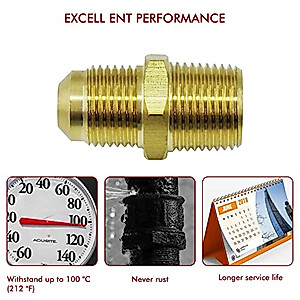 MENSI 2 Packs 3/8" Male Flare Thread (5/8"-18UNF) Convert to 3/8" Male NPT Thread Propane BBQ Grill Brass Union Adapter