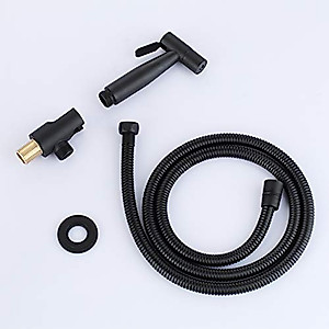 BINCAVIDOU Bidet Spray Set, Matte Black Concealed Toilet Bidet Sprayer Hot and Cold Mixer Valve Brass Bidet Shower Tap and Holder with Booster Nozzle,C