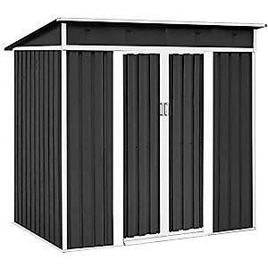 Omelaza 4' x 6' Outdoor Garden Storage Shed with Sliding Door, Perfect to Store Patio Furniture, Garden Tools, Bike Accessories, Beach Chairs,Weather Resistance, Dark Grey