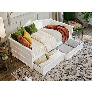 Acadia Twin Wood Daybed with Set of 2 Drawers in White