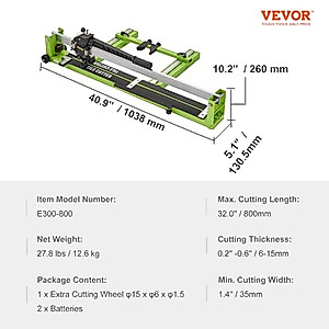 VEVOR Tile Cutter 32 Inch Manual Tile Cutter 1.4 Inch Tile Cutting Machine Ceramic Porcelain Tile Cutter w/Laser Guide All-Steel Frame and Bonus Spare Cutter Wheels Tile Cutter Hand Tool