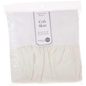 American Baby Company 100% Natural Cotton Percale Ruffled Crib Skirt, Cream, 52"L x 28"W + 13.5"