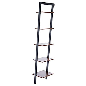 Safavieh Home Collection Allaire Honey Brown/Charcoal 5-Tier Leaning Storage Display Shelves Living Room Bedroom Office Bookcase Etagere, 0