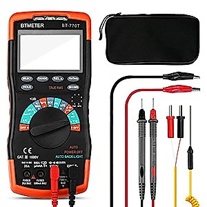 True RMS Digital Multimeter Tester 6000 Counts AC DC 20A Ohmmeter Voltmeter DMM Measure Voltage Current Amp Resistance Diodes Continuity Duty-Cycle Capacitance Temperature (BTMETER BT-770T)