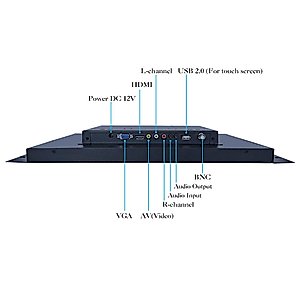 iChawk 17.3'' inch Monitor 1920x1080 16:9 Widescreen HDMI-in VGA USB Built-in Speaker Embedded Open Frame Wall-Mounted Driver Free Multi-Point Capacitive Touch LCD Screen Monitor K173MT-59C