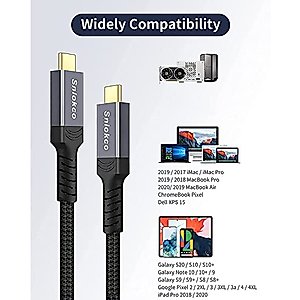 Sniokco USB4 Cable 6.6FT, USB C to USB C Cable 40Gbps with Emarker for Thunderbolt 4/3 USB C 3.2 Gen2*2 PD3.1 240W 100W Data Sync Charger Video Audio for Monitor Display PC Laptops iPhone16 15 MacBook