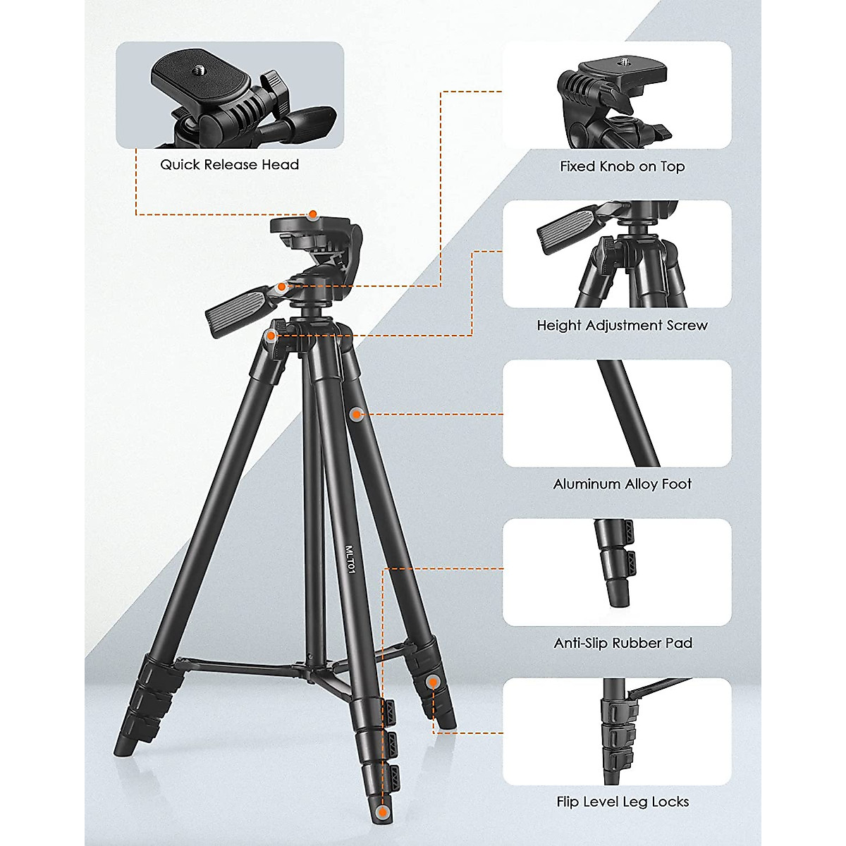 Camera Tripod with Travel Bag, Cell Phone Tripod with Wireless Remote and Phone Holder, Compatible with All Cameras, Cell Phones, Tiktok,Projector, Webcam, Spotting Scopes