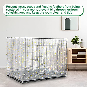 Large Bird Cage Cover Bird Cage Seed Catcher Bird Cage Liner Net Bird Cage Skirt Guard Birdcage ,Adjustable Nylon Mesh Net for Parrot Parakeet Macaw Round Square Cage Daisy Design (White,X-Large)