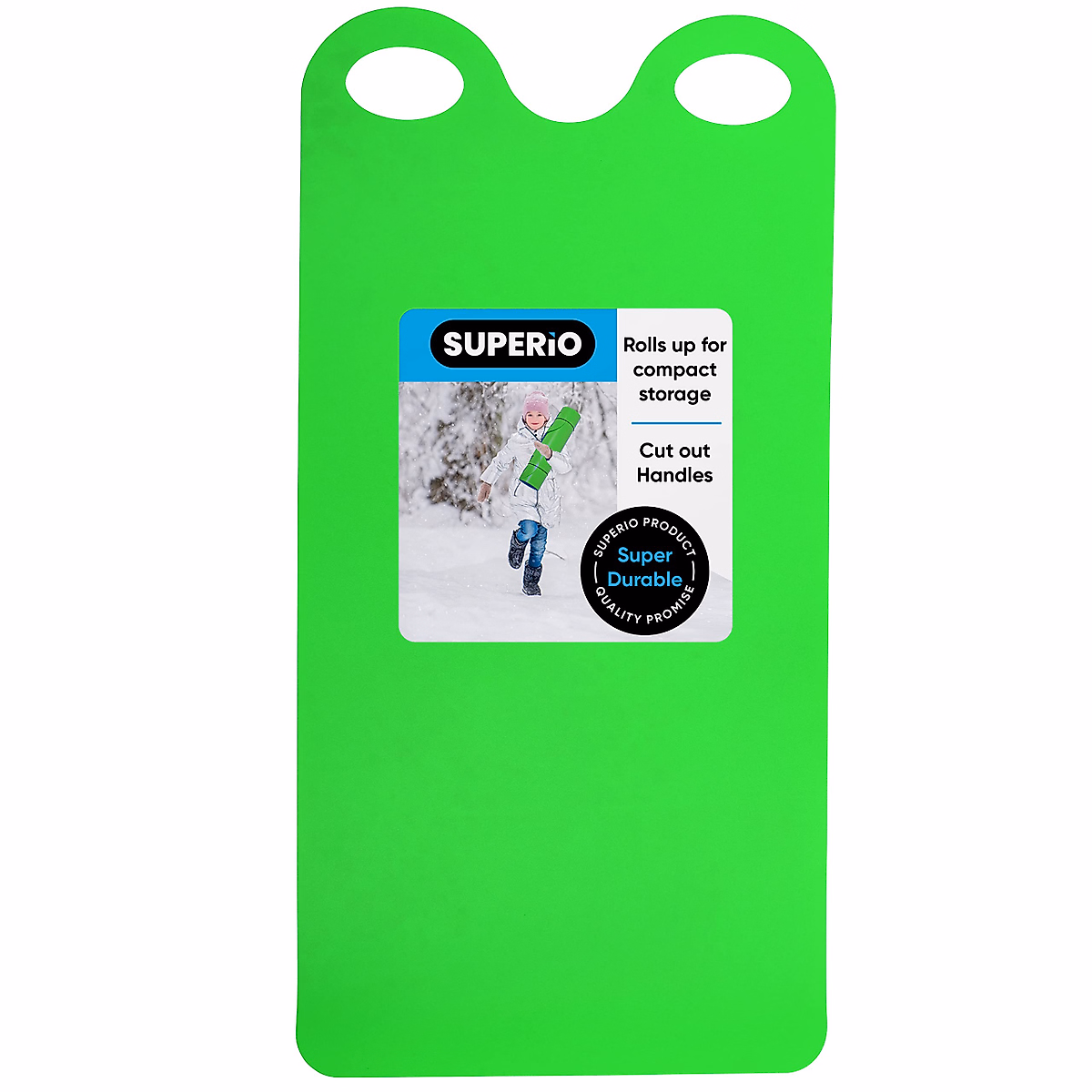 Superio Flexible Carpet Sled, Rollup Flying Carpet with Handles, 54" Lightweight Snow Rolling Slider for Kids and Adults, Flat Snow Sled for Quilting (Green)