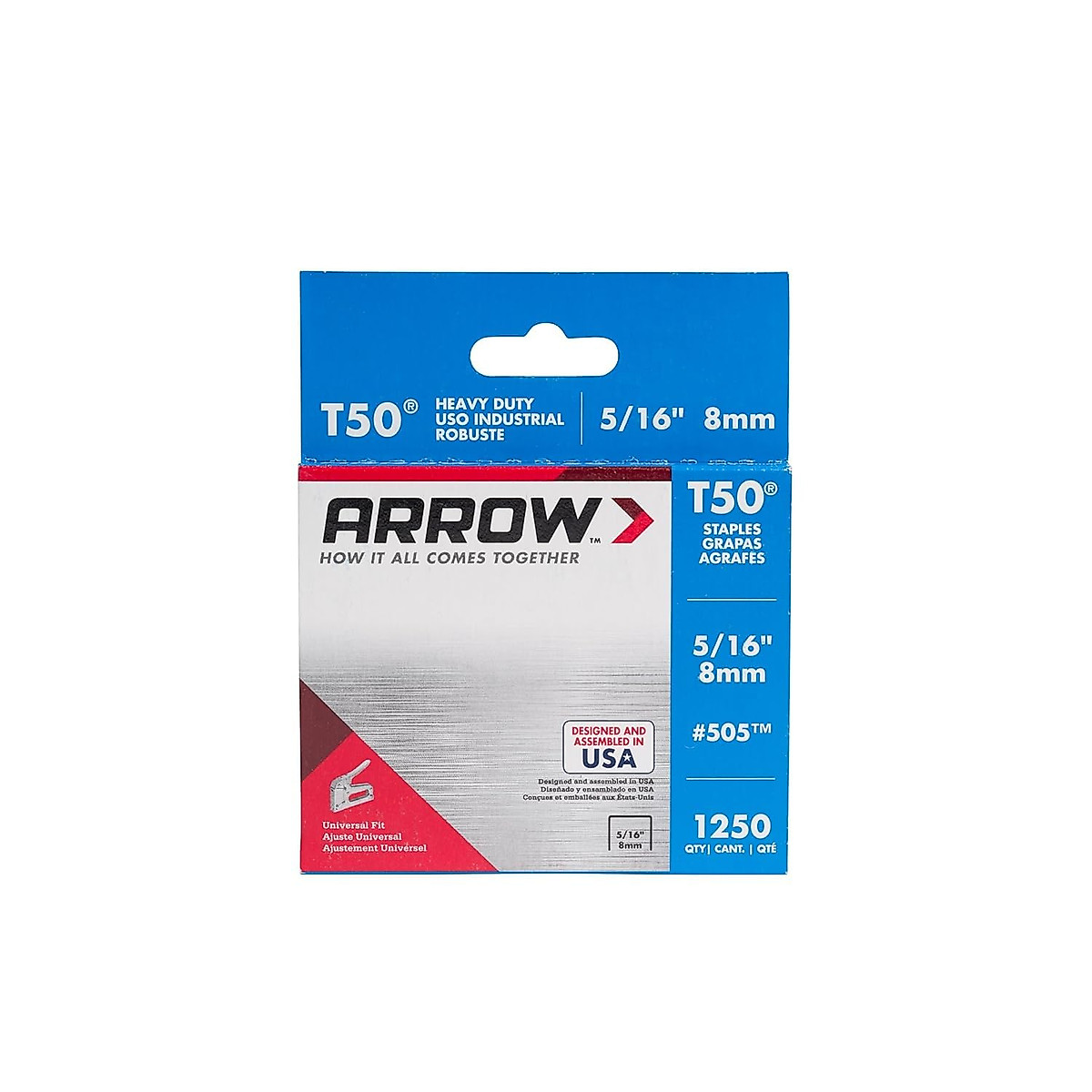 Arrow 505 Genuine T50 5/16-Inch Staples, 1,250-Pack