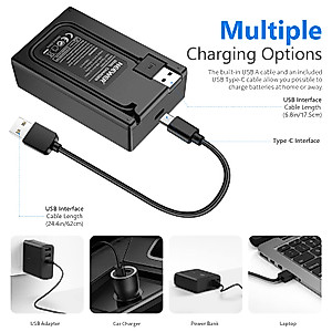 NEEWER NP-FZ100 Replacement Battery Charger Kit, Compatible with Sony a7IV, a1, a9II, a9, a7SIII, a7RIV, a7RIII, a7III, 2 Packs Li-ION 2280mAh Batteries, Dual USB Charger with LCD Display