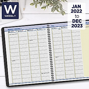 AT-A-GLANCE 2023 Weekly & Monthly Planner, QuickNotes, Quarter-Hourly Appointment Book, 8-1/4" x 11", Large, Monthly Tabs, Pocket, Black (7695005)