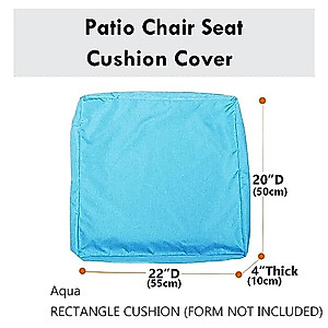 youngseahome Patio Seat Cushion Covers,Washable Slip Covers Replacement,Waterproof Outdoor Furniture Chair Cushion Pillow Seat Cover for Couch,Garden,Sofa,Aqua,22"×20"×4"(4 Covers Only)