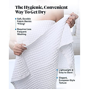 SUTERA - Waffle Hand Towel for Bathroom, Luxury Bath Towels Infused with Silver Ions, Ultra Soft Absorbent Quick Drying Design Shower Towels, Lightweight Californian Pima Cotton Fiber - White