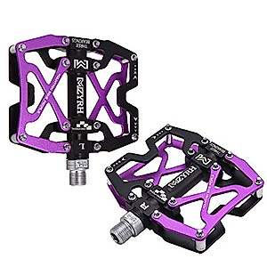 MZYRH Mountain Bike Pedals, Ultra Strong Colorful CNC Machined 9/16" Cycling Sealed 3 Bearing Pedals(Purple 3 Bearings)