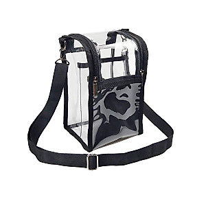 Jula Vance Transparent PVC Small Makeup Brush Buddy Make Up Brush Holder Clear Makeup Brush Makeup Tool Organizer Bag Makeup Brush Bag with Shoulder Strap