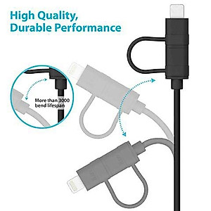 Dual MicroUSB + USB-C Switch Cable Compatible with Samsung Godiva Provides All Around True USB Fast Quick Charging Speeds! (Black)