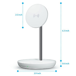 Mag-Safe Wireless Charging Station : 2 in 1 Wireless Charging Stand for iPhone 12/13/14 Series-10w Charging Stand Compatible with Airpods/iPhone 14/12/13 Pro Max Mini（White）