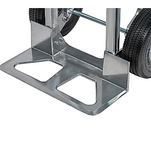 Mytee Products 600 lbs Dual Handle Aluminum Hand Truck Heavy Duty Dolly with 10" Solid Caster Wheels - Large Hand Truck with Skid Bars - 52.3" x 17.5" with 19.3" x 7.5" Nose Plate