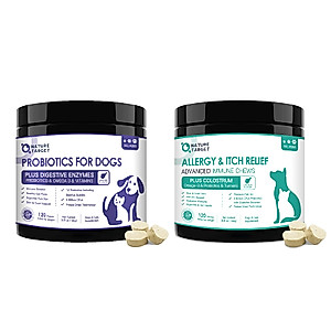 Probiotics for Dogs, with Prebiotics and Digestive Enzymes, Vitamins and Omega 3 for Allergy Itch Relief, Reduce Diarrhea, Gas, Stop Pawlicking, Hot Spots, Shedding