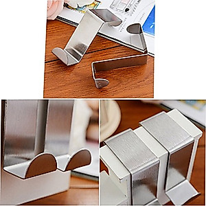 Home-organizer Tech Stainless Steel Reversible Over The Door Hook Removable Cubicle Coat Hook, Brushed Finish 6 Pack