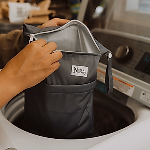 Nora's Nursery Wet Dry Bags with Two Zippered Pockets - Reusable and Washable Wet Bag for Swimming, Travel, Beach, Pool, Daycare, Cloth Diapers, Toiletries and Wet Swimsuits - 11x15 - Forrest - 2 Pack