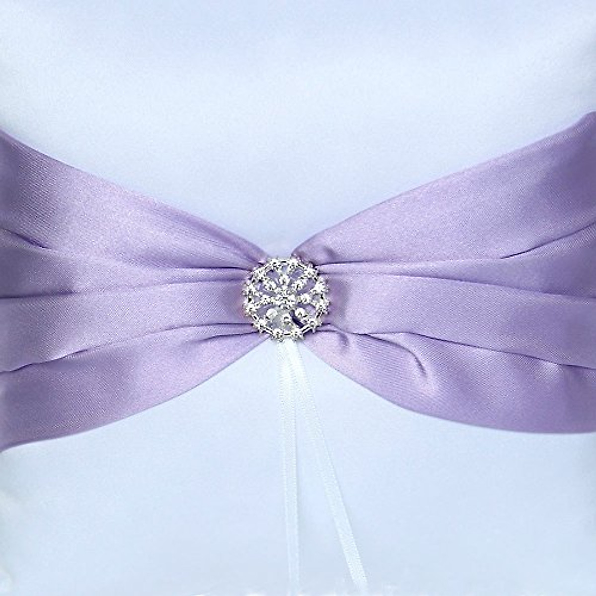 ARKSU Ring Bearer Pillow Cushion 7.8 x7.8 inch with Satin Ribbon and Rhinestones for Rustic Bridal Wedding Shower Ceremony-Lavender