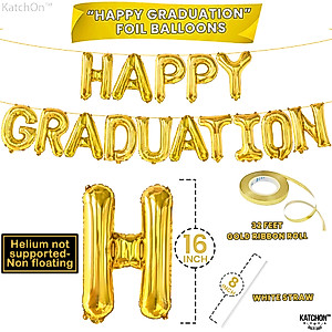 XtraLarge, Gold Happy Graduation Banner - 16 Inch, Graduation Foil Balloons | Graduation Party Supplies 2023 for Graduation Party Decorations 2023 | Graduation Banner for Graduation Decorations 2023