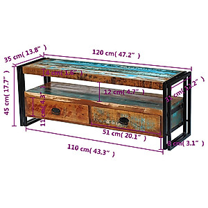 vidaXL TV Stand, TV Unit for Living Room, Sideboard with Drawer, Entertainment Center Media Unit Cupboard, Industrial Style, Solid Reclaimed Wood