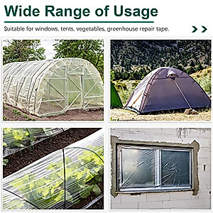 Tondiamo Greenhouse Repair Tape 4 Inch x 144 Feet Plastic Film Repair Tape Clear Film Repair Tape for Garden Greenhouse Tents Sheeting Coverings Sealing Patching Extra Strong Permanent Repair