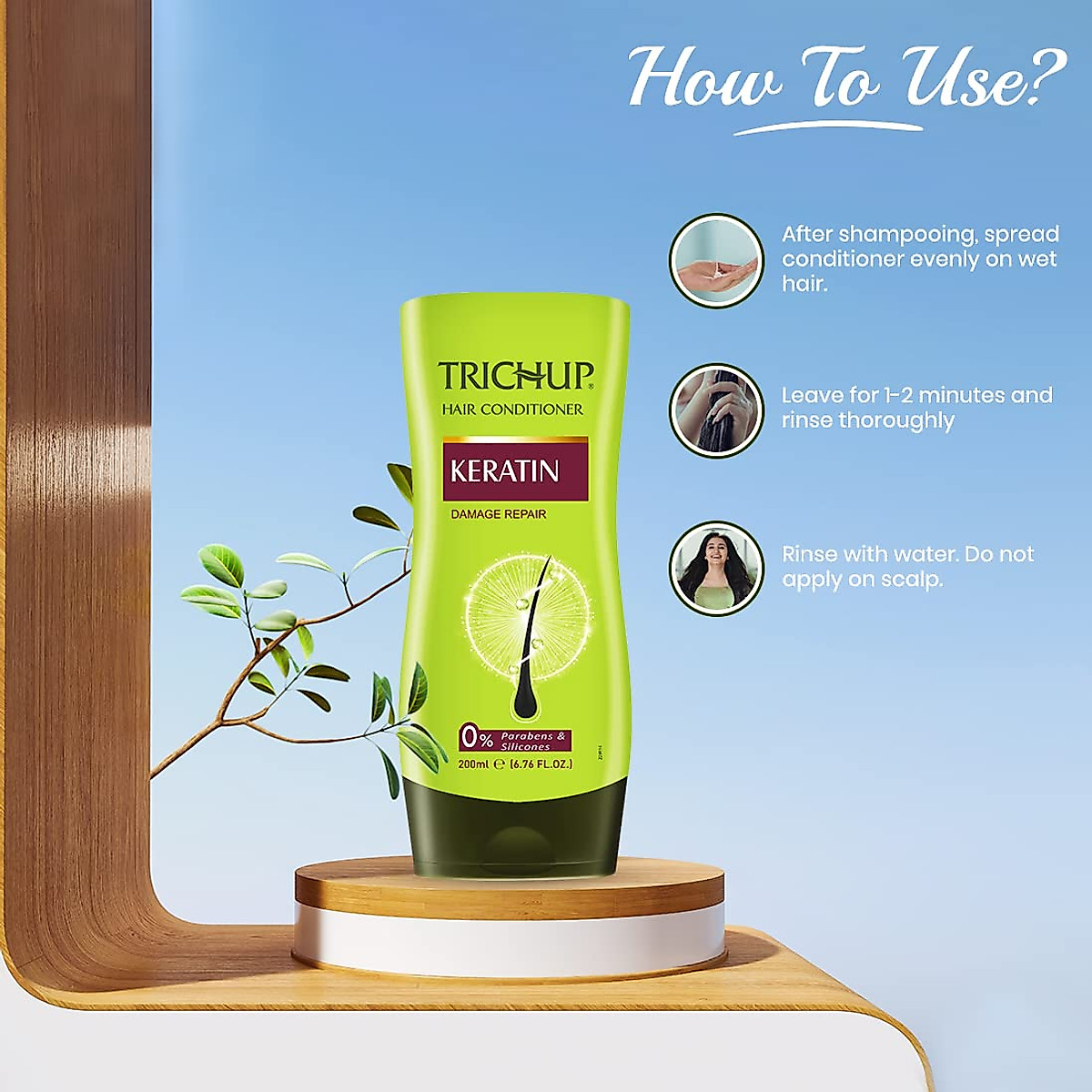 TRICHUP Keratin Hair Conditioner Damage Repair No Parabens & Silicones,200ml
