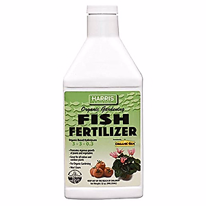 HARRIS Organic Plant and Lawn Fertilizer, Hydrolyzed Liquid Fish Fertilizer Emulsion Great for Tomatoes and Vegetables, 3-3-0.3, 32oz (32oz (Quart))