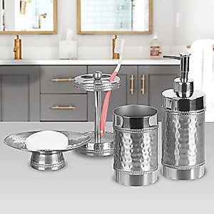 NuSteel HS-3456-SET4 Soap Dish Tooth Brush Holder Tumbler & Lotion Pump Hudson Set 4 Piece