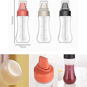 TOKLYUIE Condiment Squeeze Spray Bottles, 3 Pcs Measurable Condiment Squeeze Bottles, 350ml with Dust-proof Cover Porous Squeeze Sauce Bottle, Kitchen Ketchup Salad Bottle, Sauce Bottle (Multicolor)