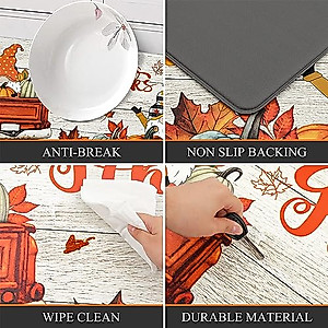 Bsmathom Anti Fatigue Kitchen Rug Set of 2, Cushioned Non Slip Kitchen Rugs and Mats, Pumpkin Kitchen Mats for Floor Set, Waterproof Kitchen Rug Runner Floor Mats for Home Kitchen