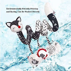 Ebrima Baby Pram Crib Activity Spiral Plush Toys & Stroller Toy & Car Seat Hanging Toys & Animal Education Plush Toys & 3 6 9 12 Months Baby Rattles